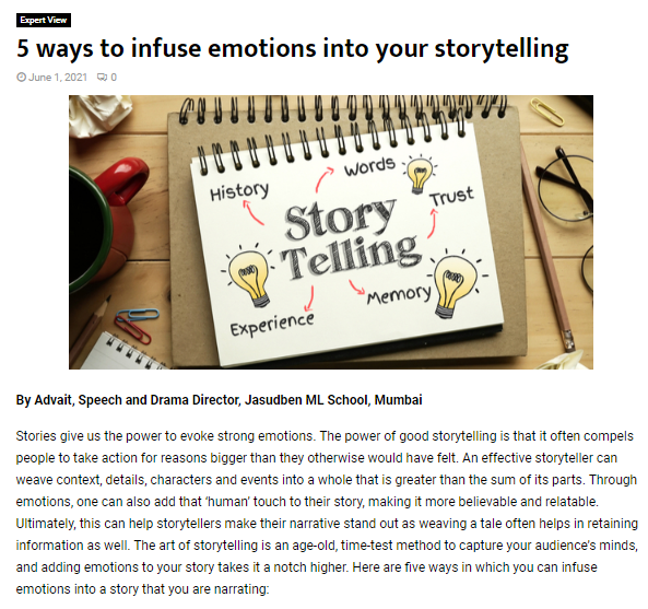 5 ways to infuse emotions into your storytelling - Jasudben M.L. School ...