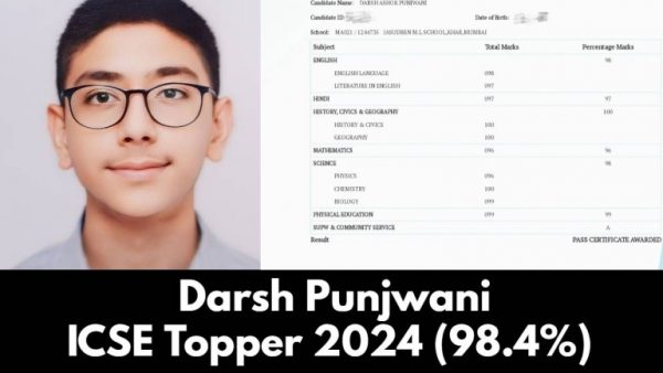 ICSE Topper Darsh Punjwani with 98.4% aims to join dream engineering ...
